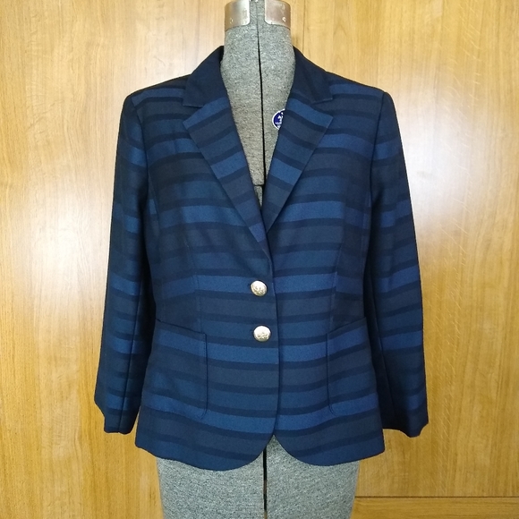 OBR | Jackets & Coats | Obr Nwot Navy Blue Dark Striped Preppy Blazer ...